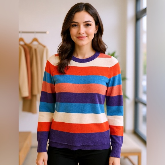Halogen | Sweaters | Halogen Cashmere Rainbow Stripe Sweater Size S ...